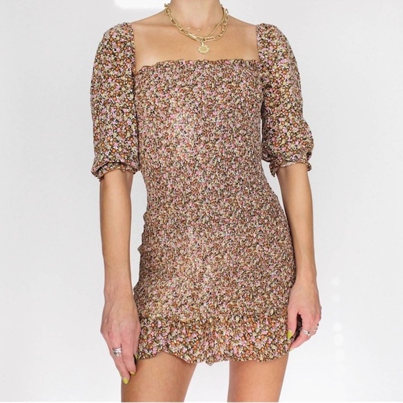Faithfull the Brand | Dresses | Faithful The Brand Es Saada Mini Dress Mathiola Floral Puff ...